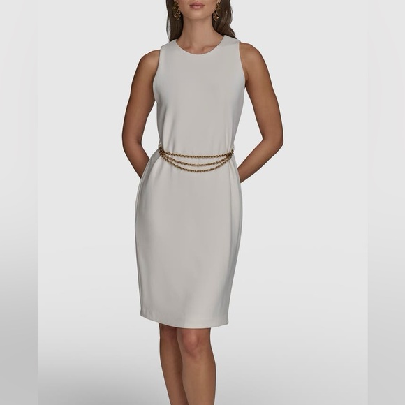 Donna Karan | Dresses | Donna Karan New York Chain Belt Detail Sheath ...